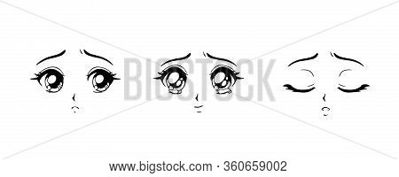 Set Anime Sad Faces. Vector & Photo (Free Trial) | Bigstock