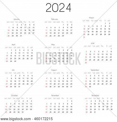 2024 Calendar Year Vector & Photo (Free Trial) | Bigstock