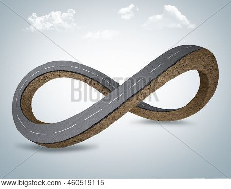 3d Illustration Of Infinity Symbol Road With Beautiful View And ...