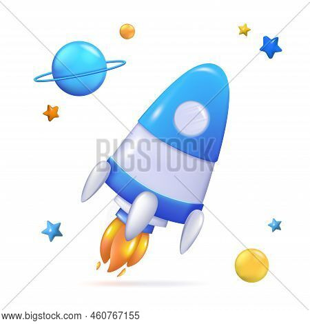 Flying 3d Rocket. Vector & Photo (Free Trial) | Bigstock