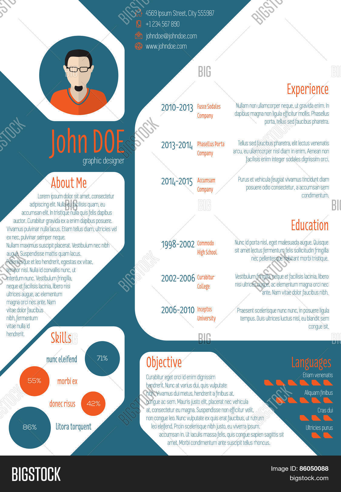 Resume Cv Template Vector & Photo (Free Trial) | Bigstock
