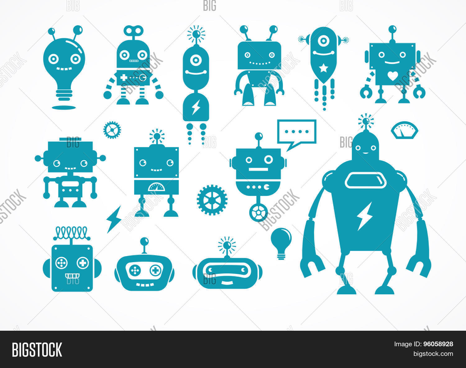 Robot Cute Icons Vector & Photo (Free Trial) | Bigstock
