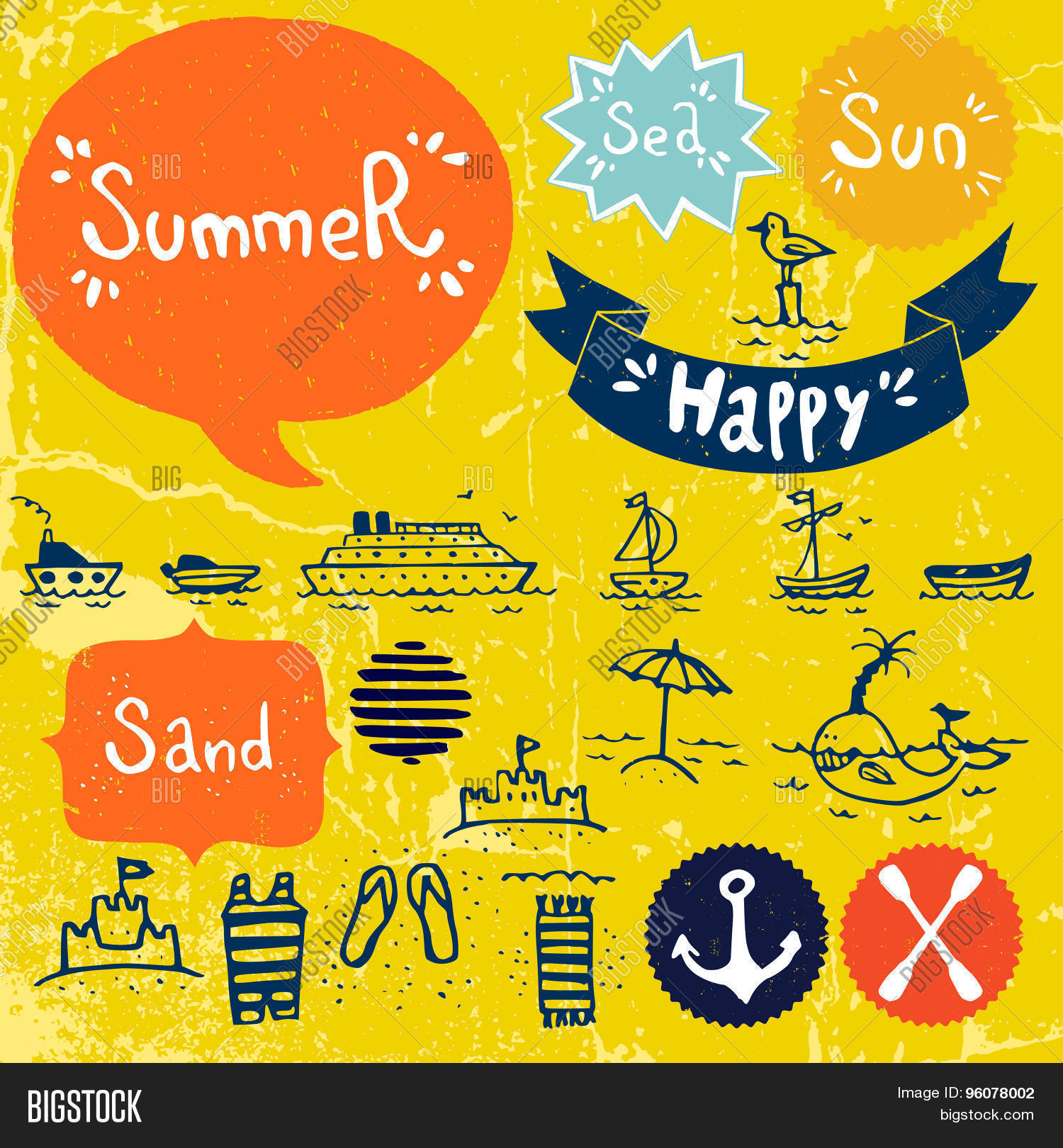 Cartoon Summer Icons Vector & Photo (Free Trial) | Bigstock