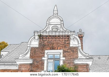 Drawing Gable View Old Image & Photo (Free Trial) | Bigstock