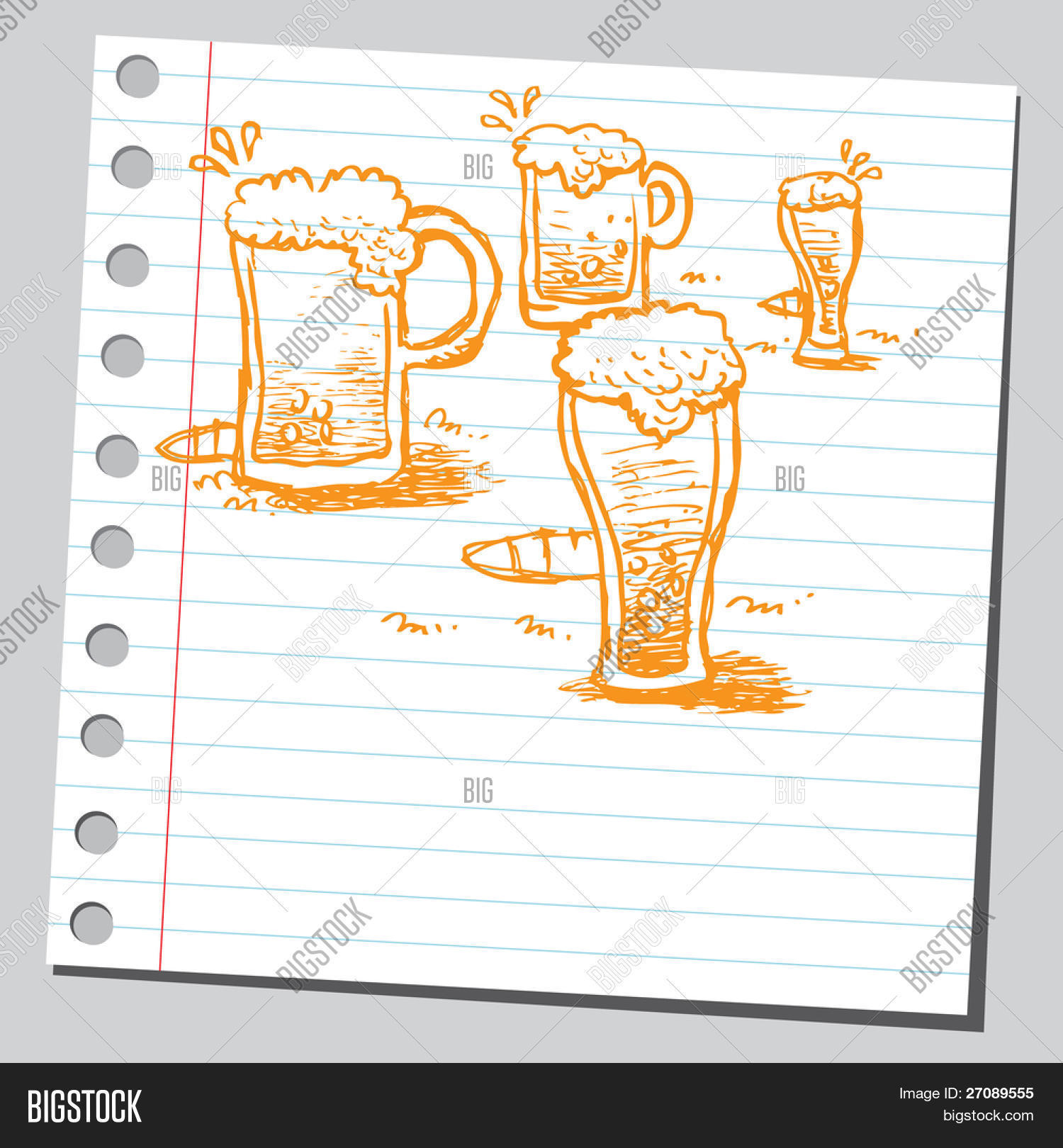 Scribble Beer Mugs Vector & Photo (Free Trial) | Bigstock