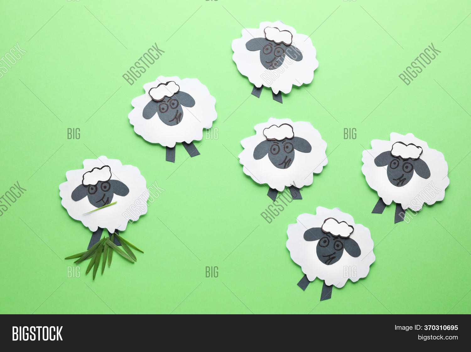 Paper Sheeps On Green Image & Photo (Free Trial) | Bigstock