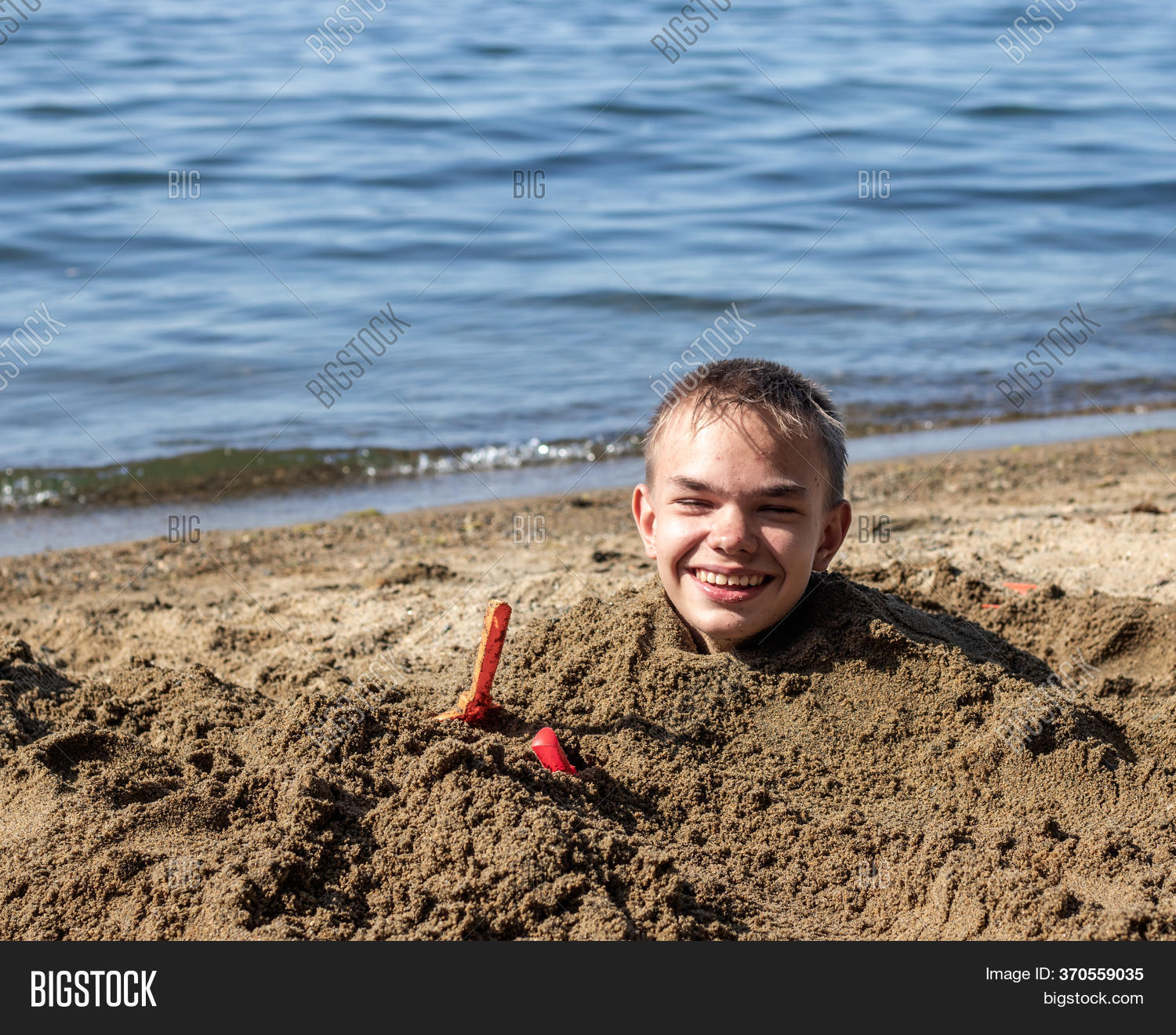 Buried Neck Sand Boy Image & Photo (Free Trial) | Bigstock