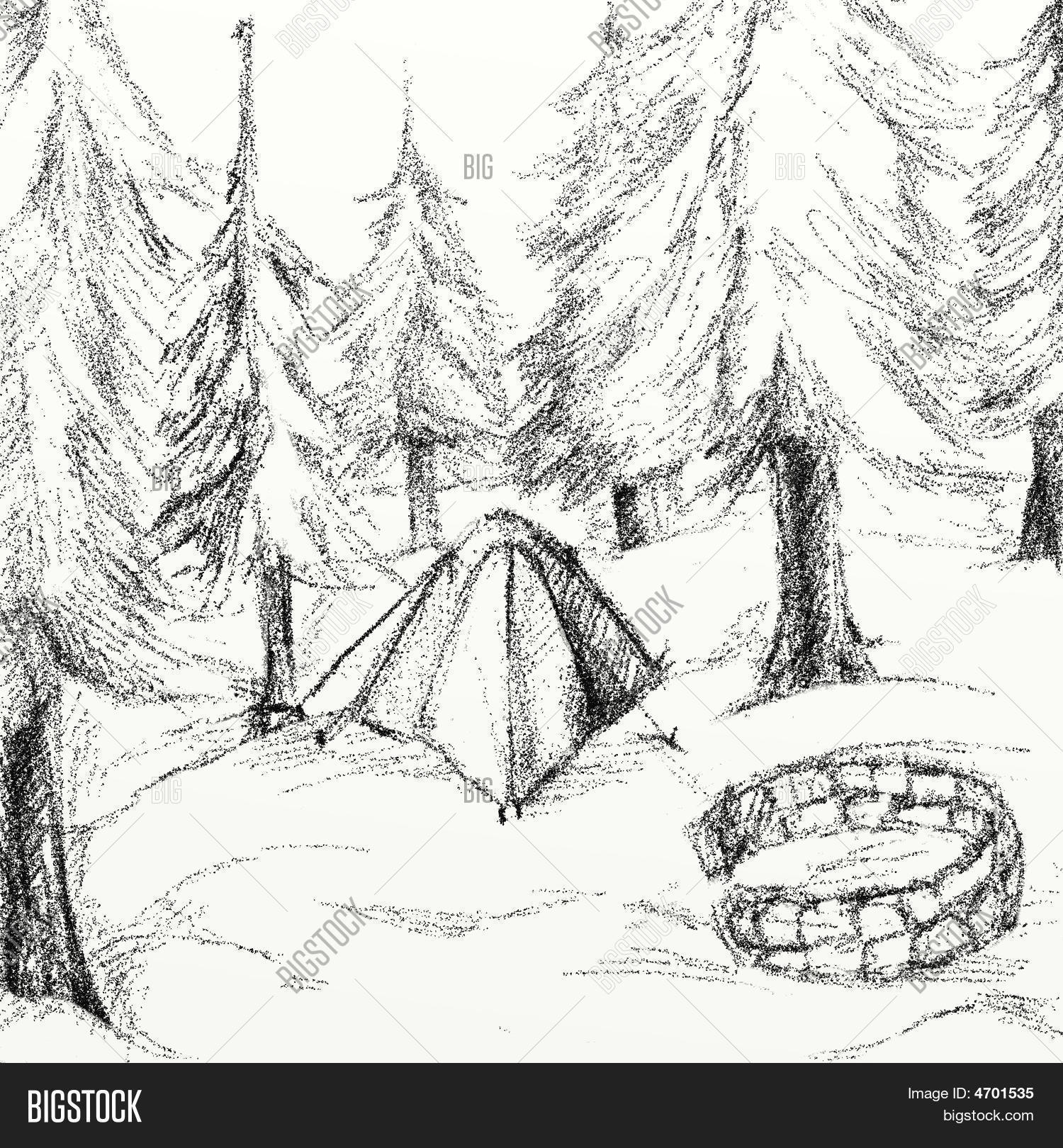 Campsite Drawing Image & Photo (Free Trial) | Bigstock