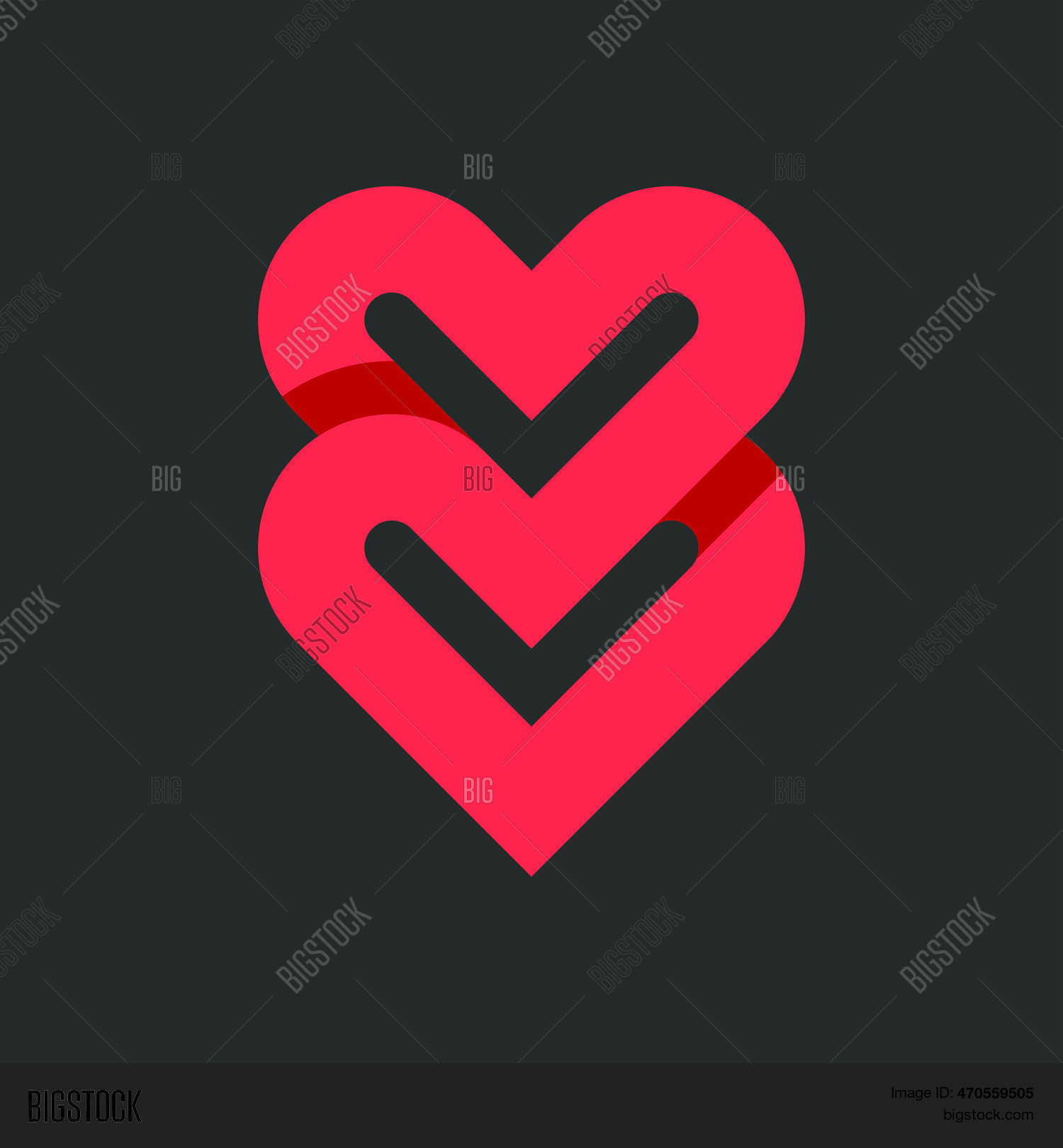 Two Red Hearts Logo Vector & Photo (Free Trial) | Bigstock