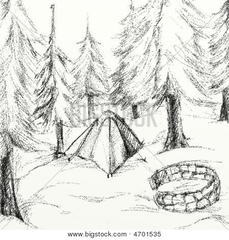 Campsite Drawing Image & Photo (Free Trial) | Bigstock
