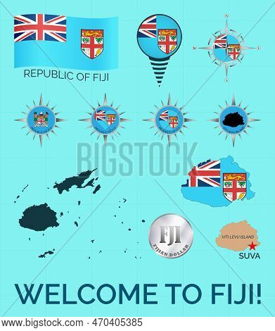 Set Icons Fiji Flag, Image & Photo (Free Trial) | Bigstock