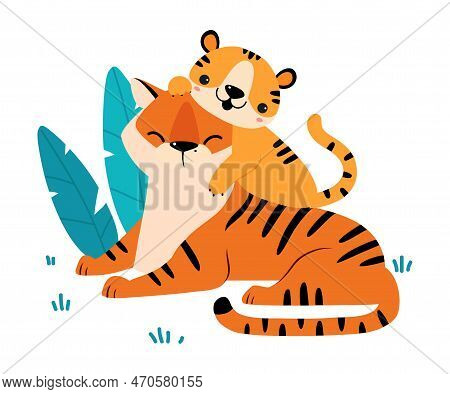 Tiger Family. Cute Vector & Photo (Free Trial) | Bigstock