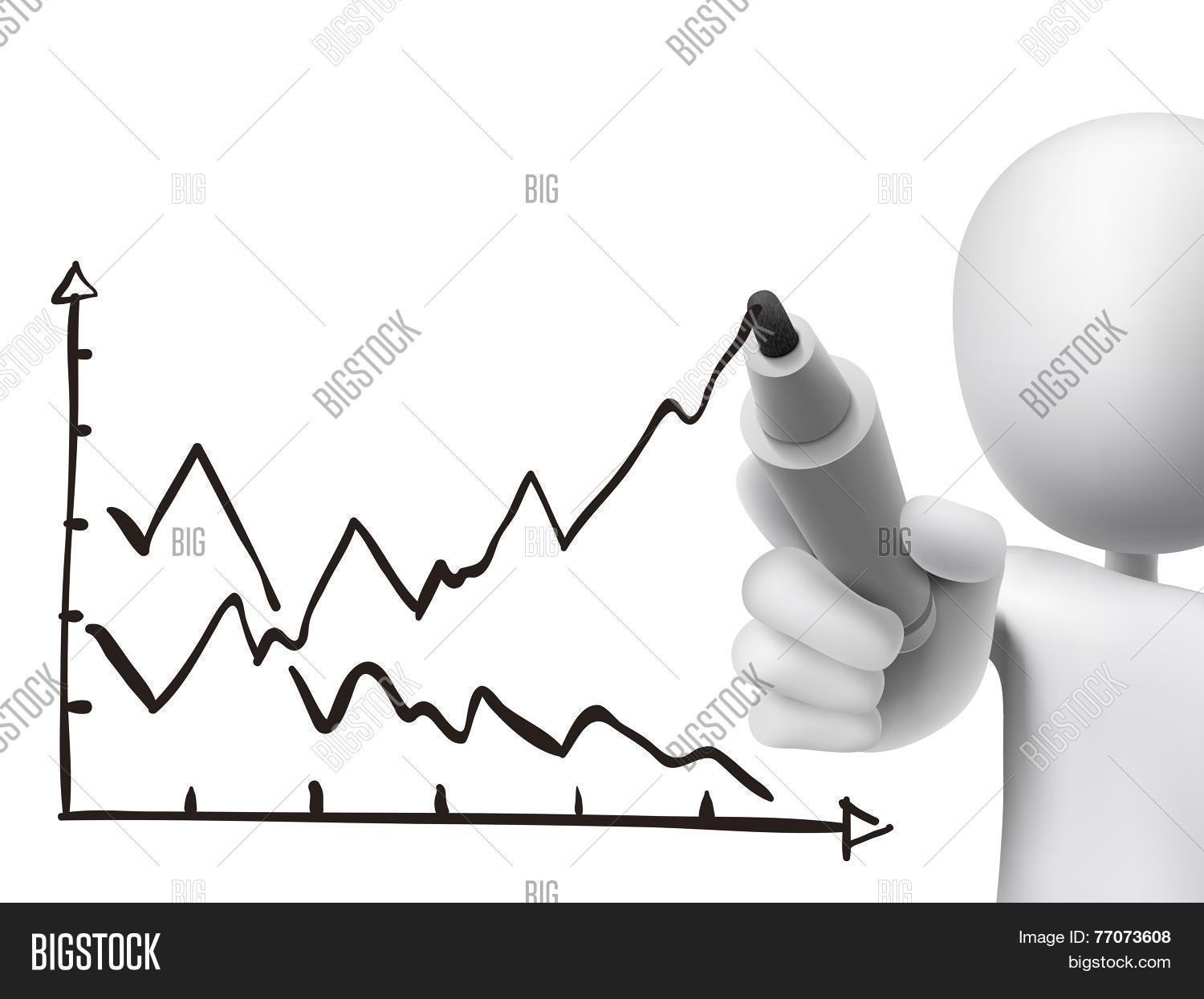 Graph Drawn By 3D Man Vector & Photo (Free Trial) | Bigstock