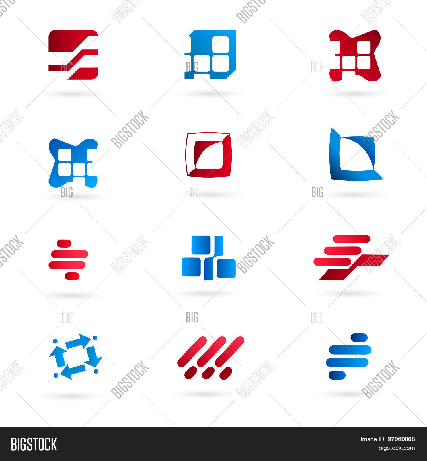 Set-red-blue-icons- Vector & Photo (Free Trial) | Bigstock