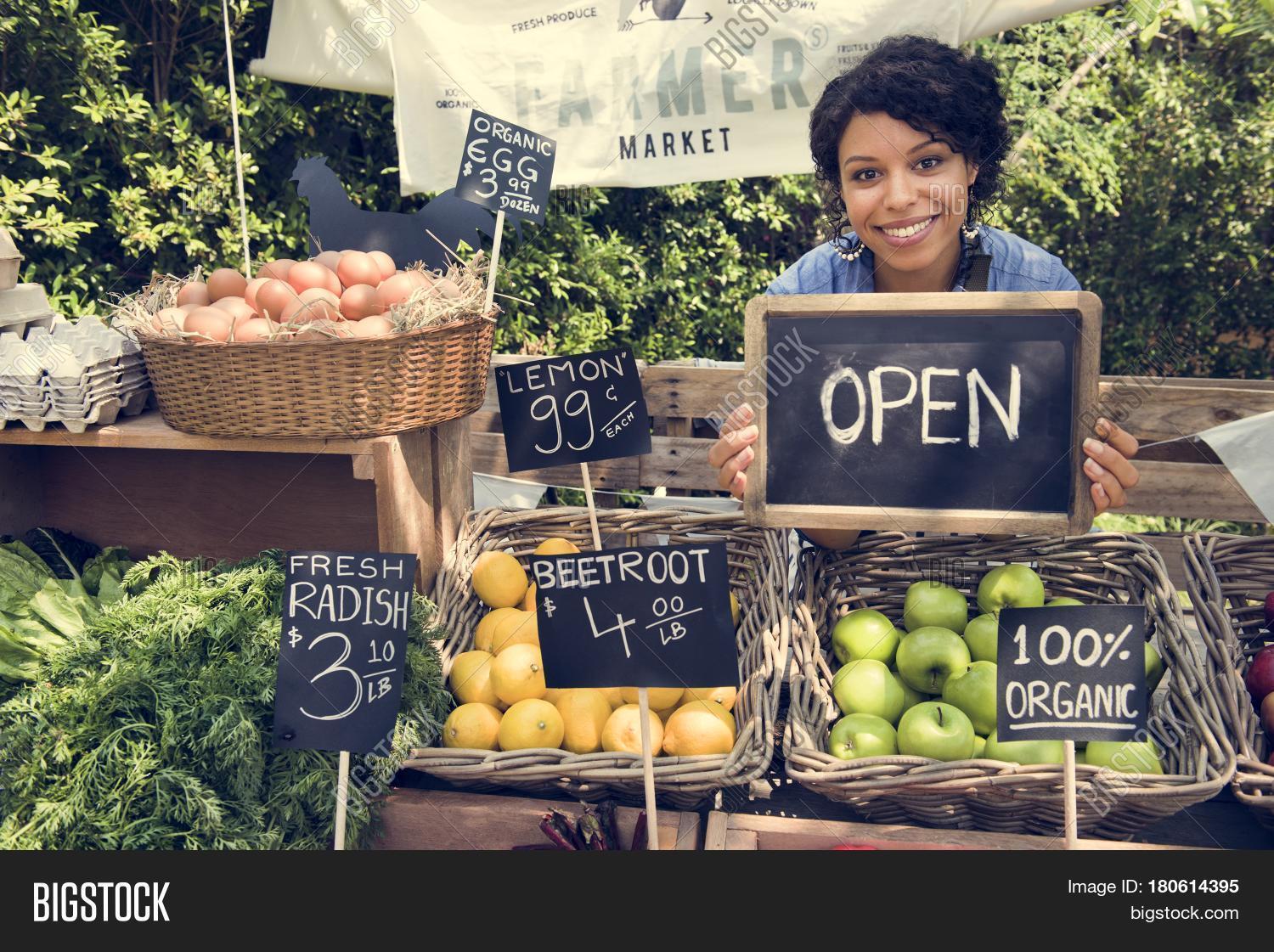 Woman Selling Fresh Image & Photo (Free Trial) | Bigstock