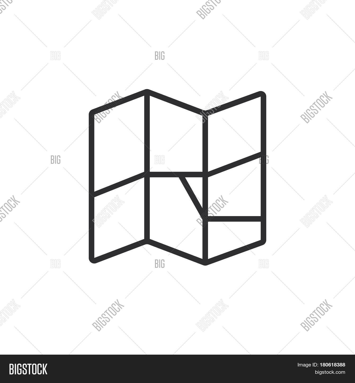 Map Line Icon Outline Vector & Photo (Free Trial) | Bigstock