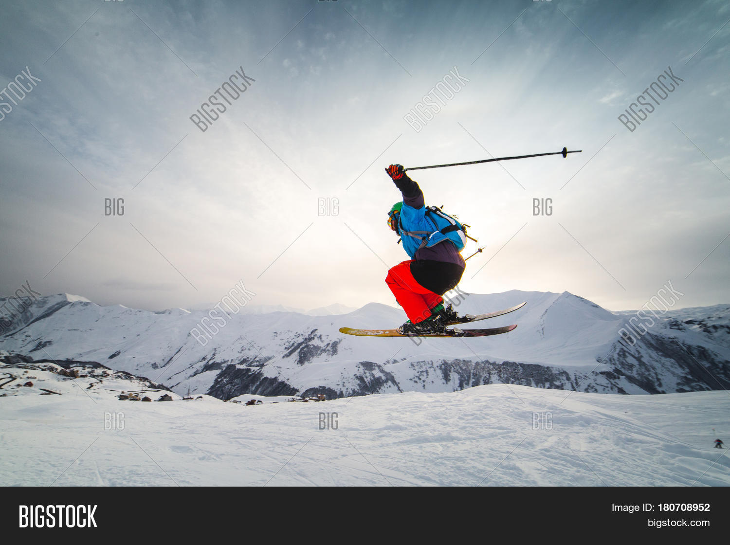 Skier Skiing On Fresh Image & Photo (Free Trial) | Bigstock