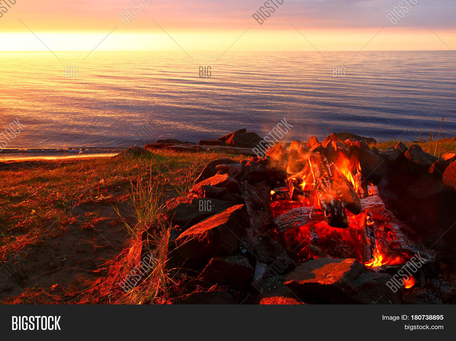 Sunset Camp Fire Along Image & Photo (Free Trial) | Bigstock