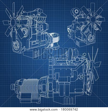 Big Diesel Engine Vector & Photo (Free Trial) | Bigstock