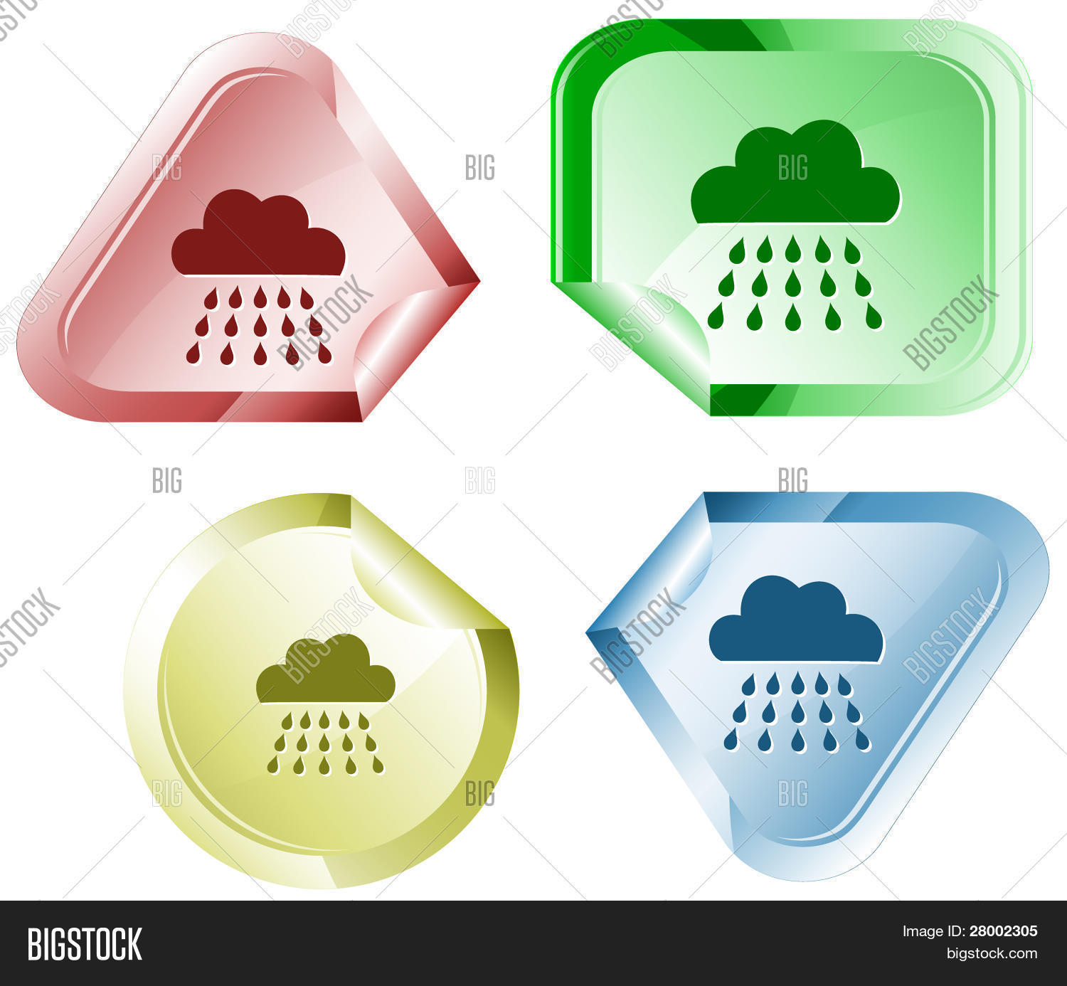 Rain. Stickers. Raster Image & Photo (Free Trial) | Bigstock