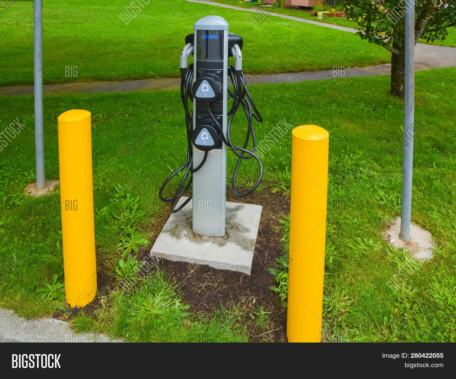 Ev Charger On Green Image & Photo (Free Trial) | Bigstock