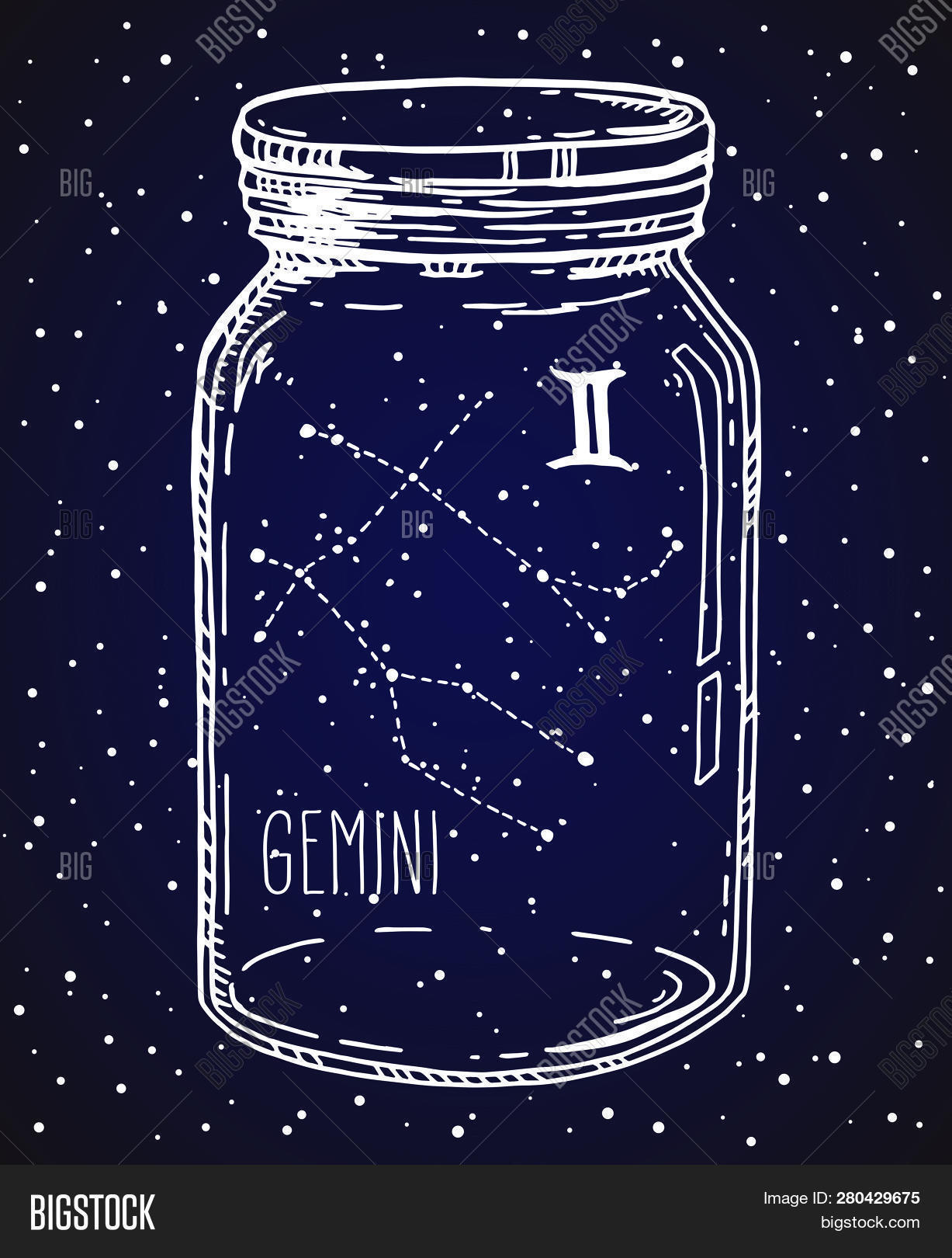 Gemini Hand Drawn Vector & Photo (Free Trial) | Bigstock