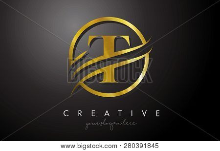 T Golden Letter Logo Vector & Photo (Free Trial) | Bigstock