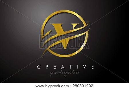 V Golden Letter Logo Vector & Photo (Free Trial) | Bigstock