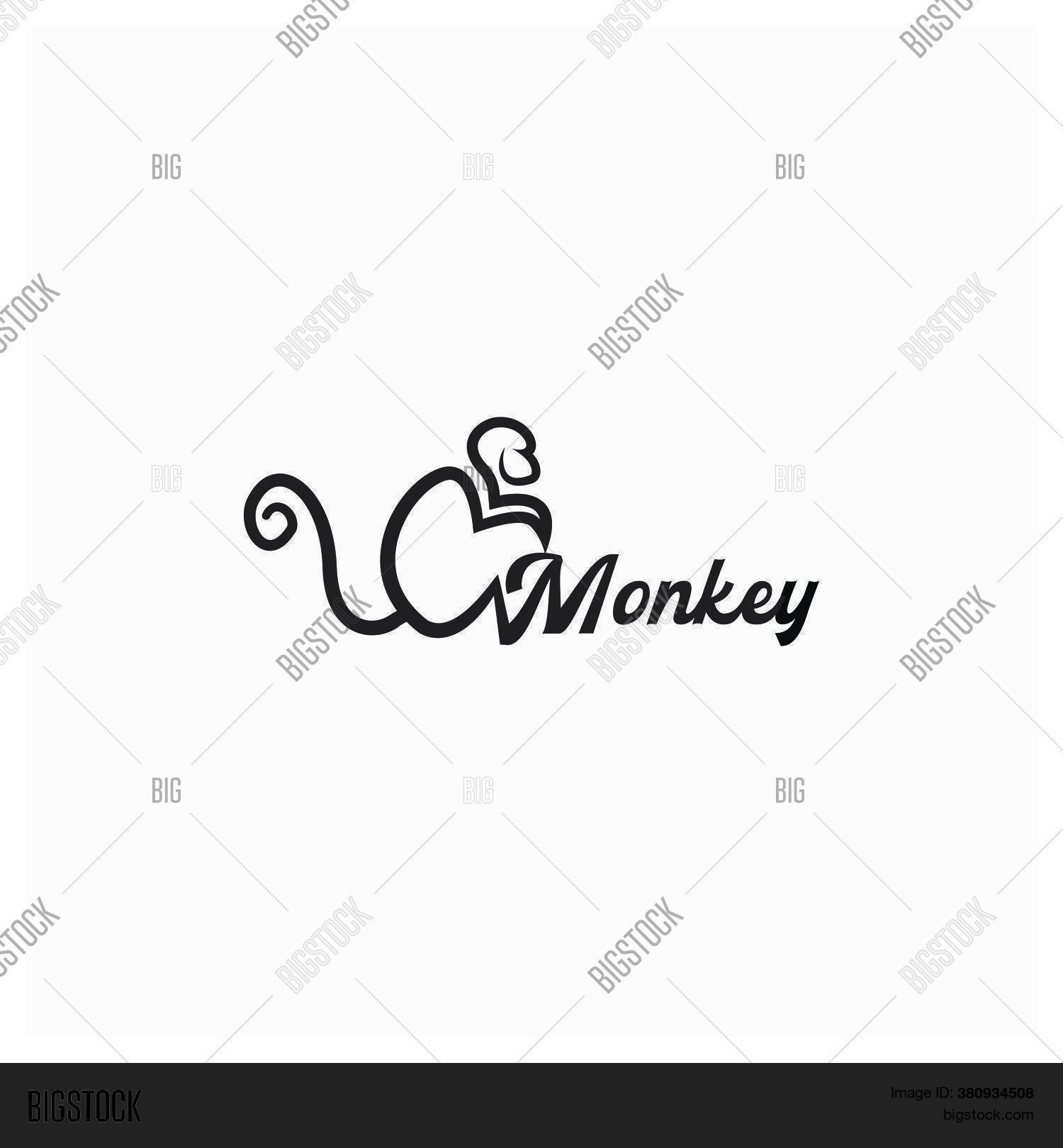 Simple Monkey Line Vector & Photo (Free Trial) | Bigstock