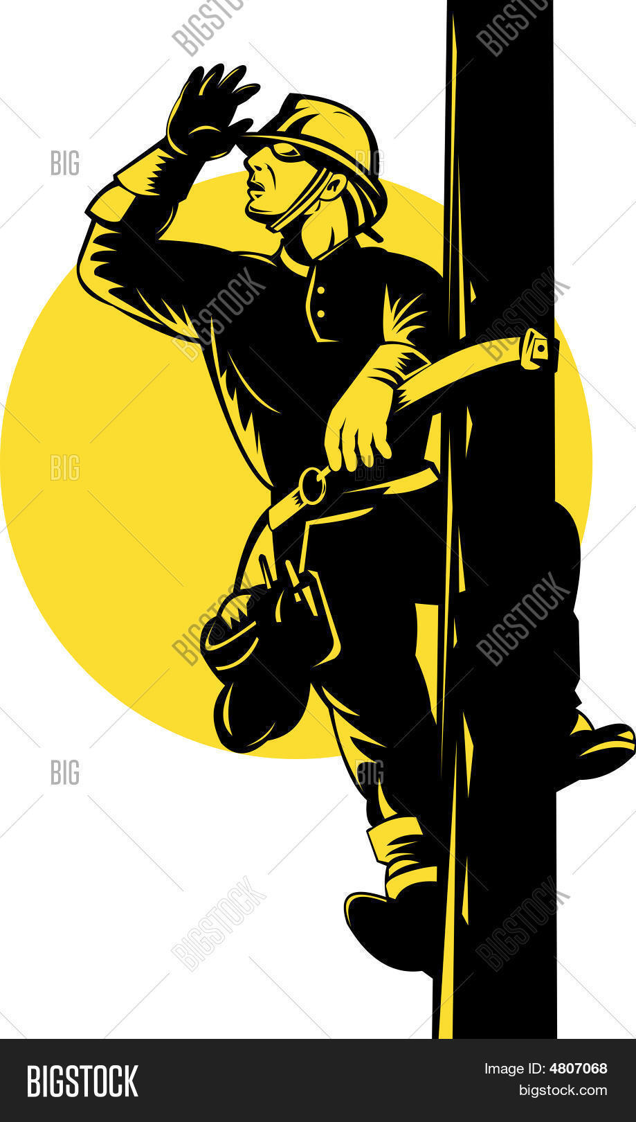 Power Lineman On Pole Vector & Photo (Free Trial) | Bigstock