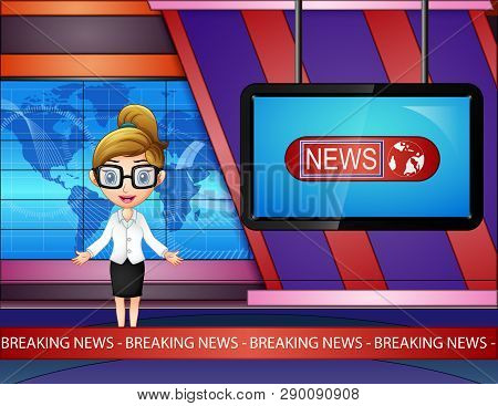 Vector y foto Cartoon Newsreader (prueba gratis) | Bigstock