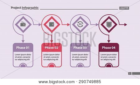 Four Options Process Chart Slide Template. Business Data. Flow, Diagram ...
