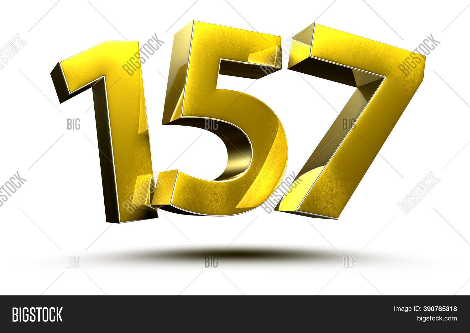 Number 157 Gold.3D Image & Photo (Free Trial) | Bigstock