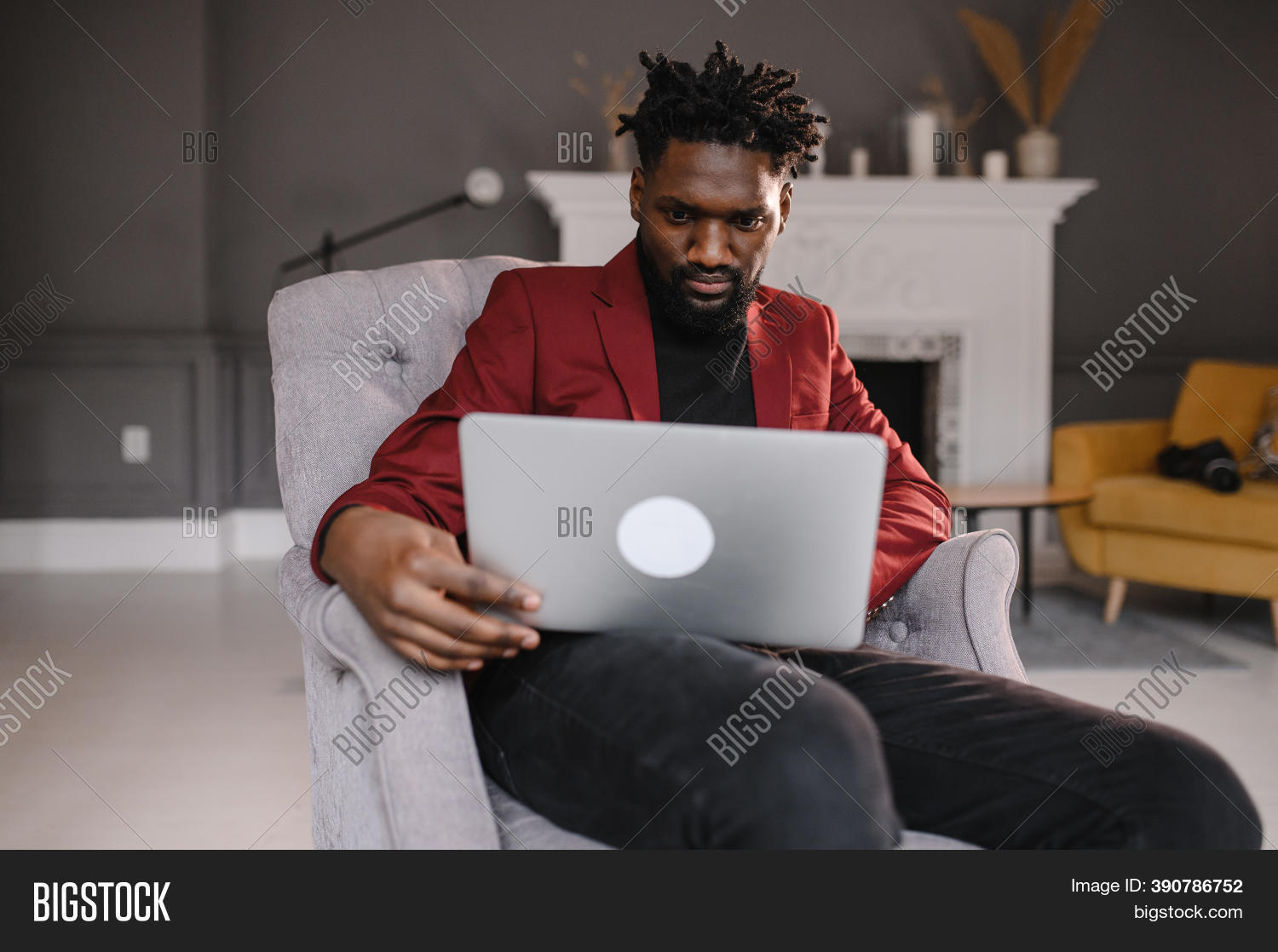 Black Man Works Laptop Image & Photo (Free Trial) | Bigstock