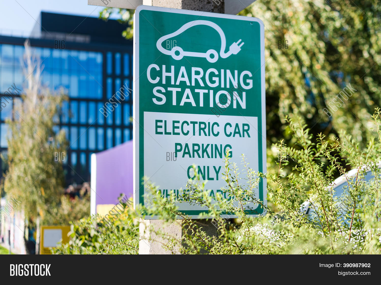 Electric Car Road Sign Image & Photo (Free Trial) | Bigstock