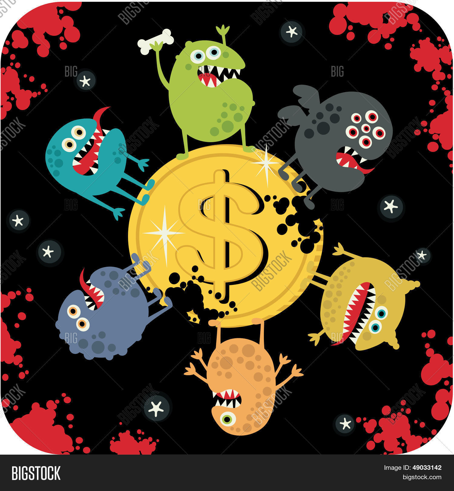 Cute Monsters On Coin Vector & Photo (Free Trial) | Bigstock
