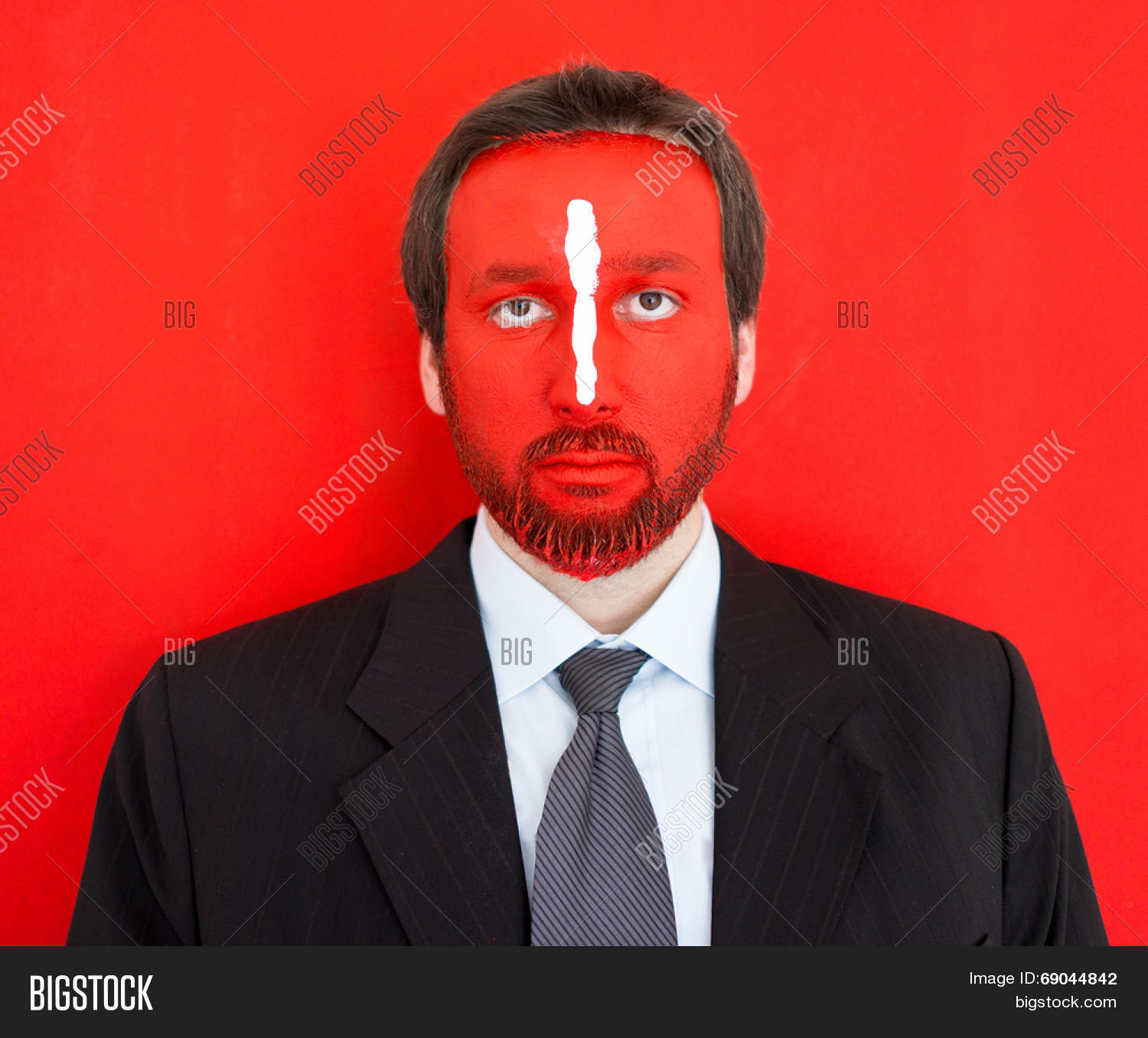 Painted Man Red Face Image & Photo (Free Trial) | Bigstock