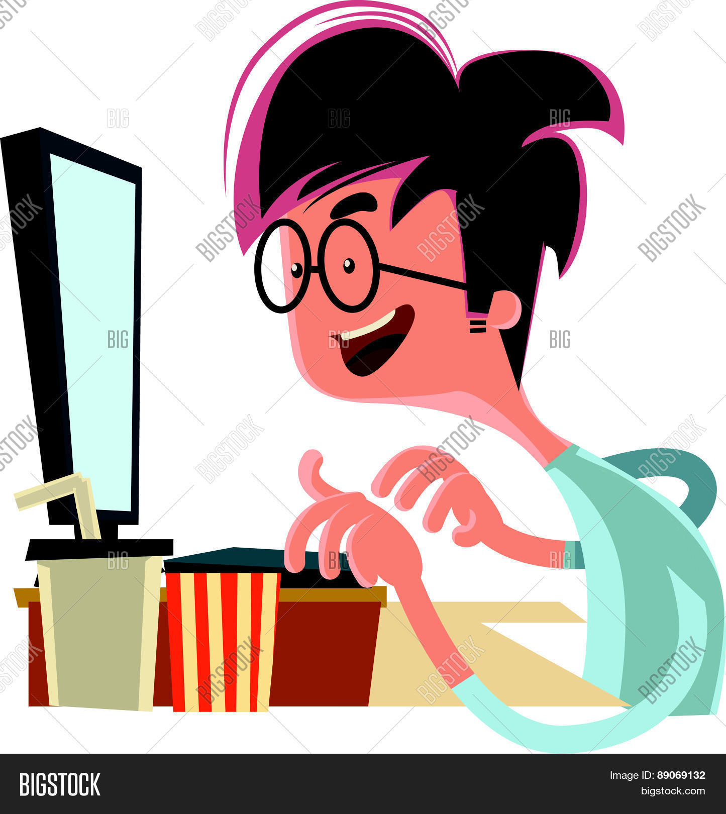 Man Looking Computer Vector & Photo (Free Trial) | Bigstock