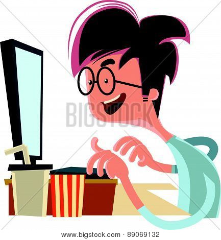 Man Looking Computer Vector & Photo (Free Trial) | Bigstock