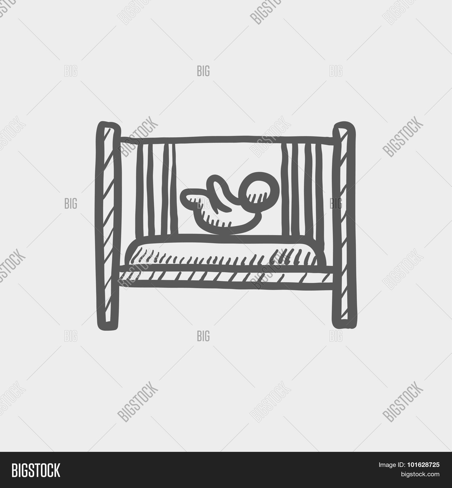 Baby Crib Sketch Icon Vector & Photo (Free Trial) | Bigstock