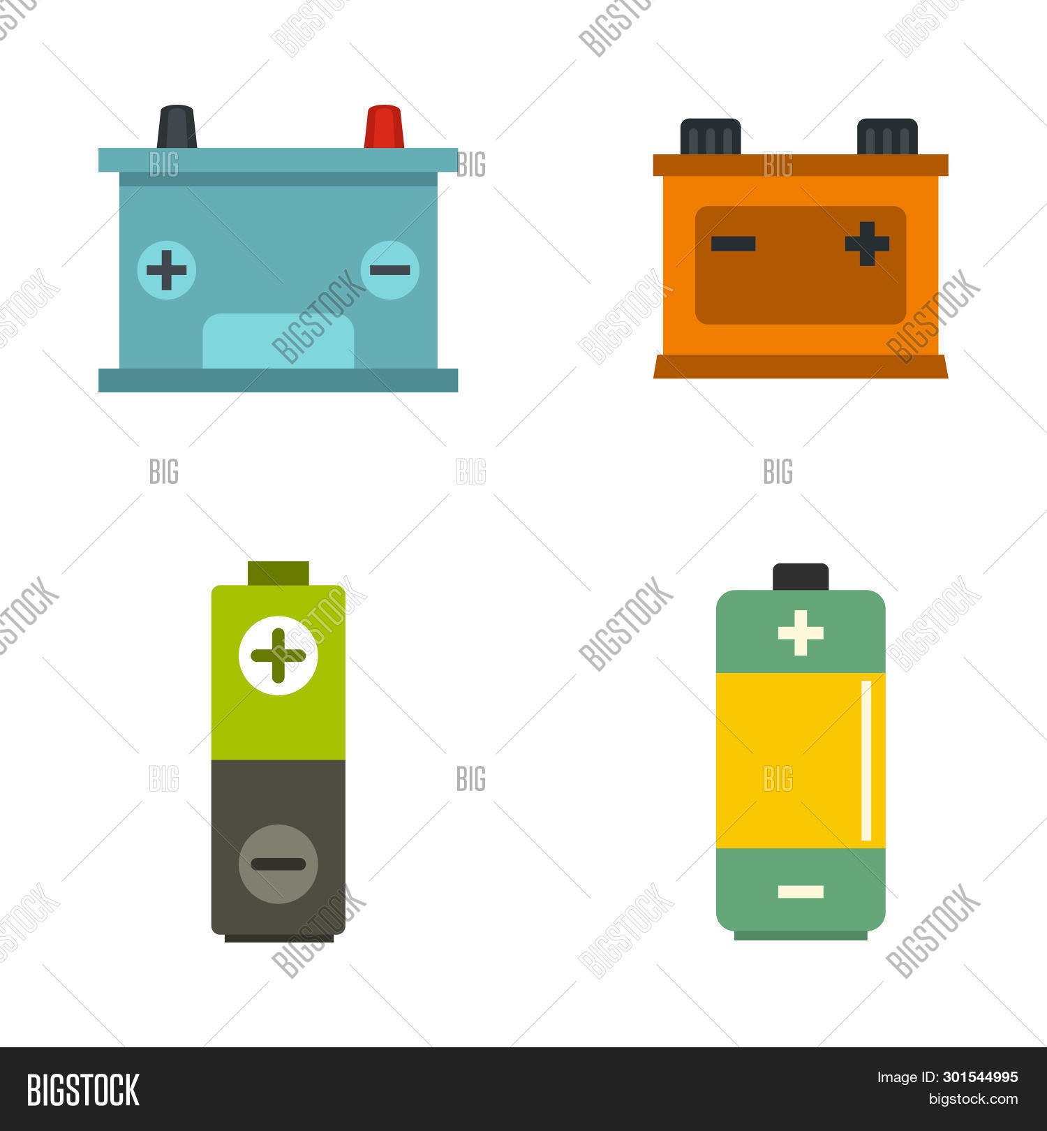 Battery Icon Set. Flat Image & Photo (Free Trial) | Bigstock