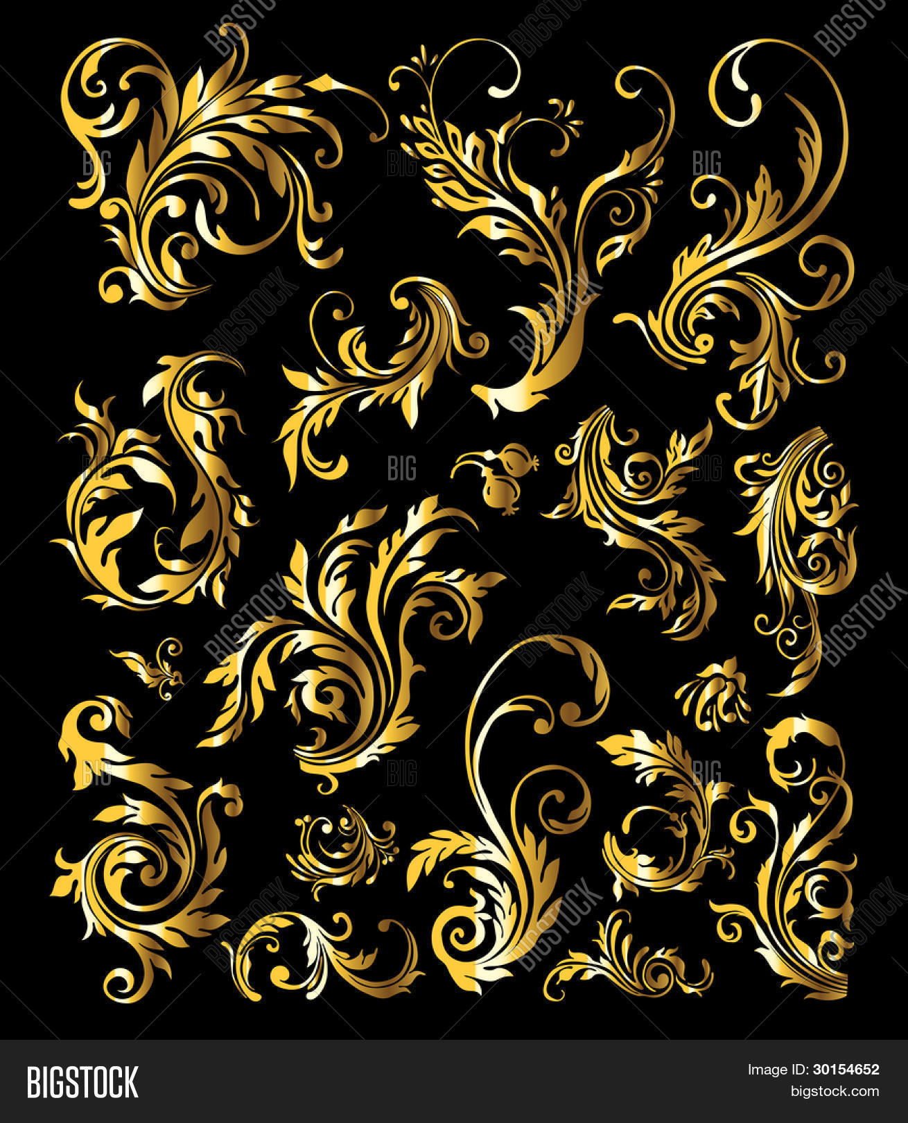 Flowers Plants Gold Vector & Photo (Free Trial) | Bigstock