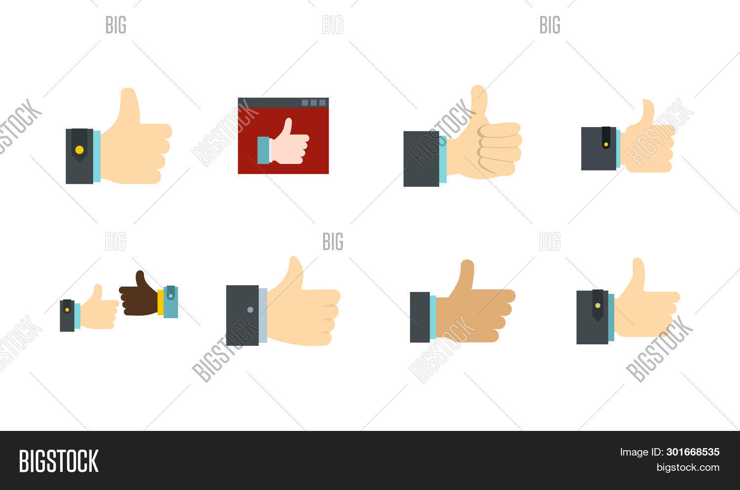 Thumb Icon Set. Flat Image & Photo (Free Trial) | Bigstock