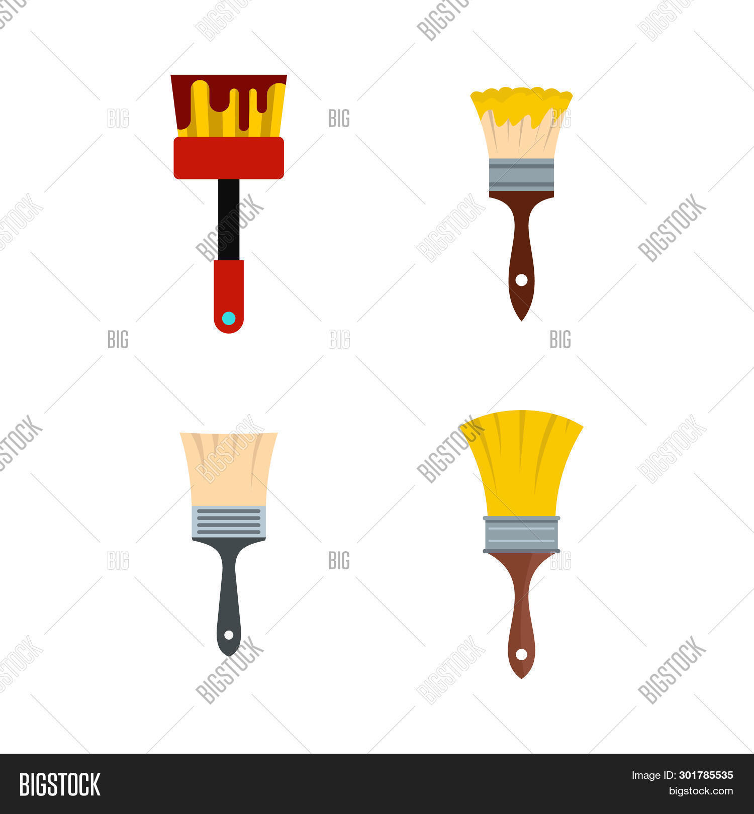 Brush Icon Set. Flat Image & Photo (Free Trial) | Bigstock