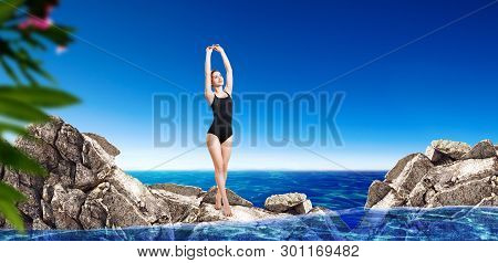 Woman Jumping Into Water Images, Illustrations & Vectors (Free) - Bigstock