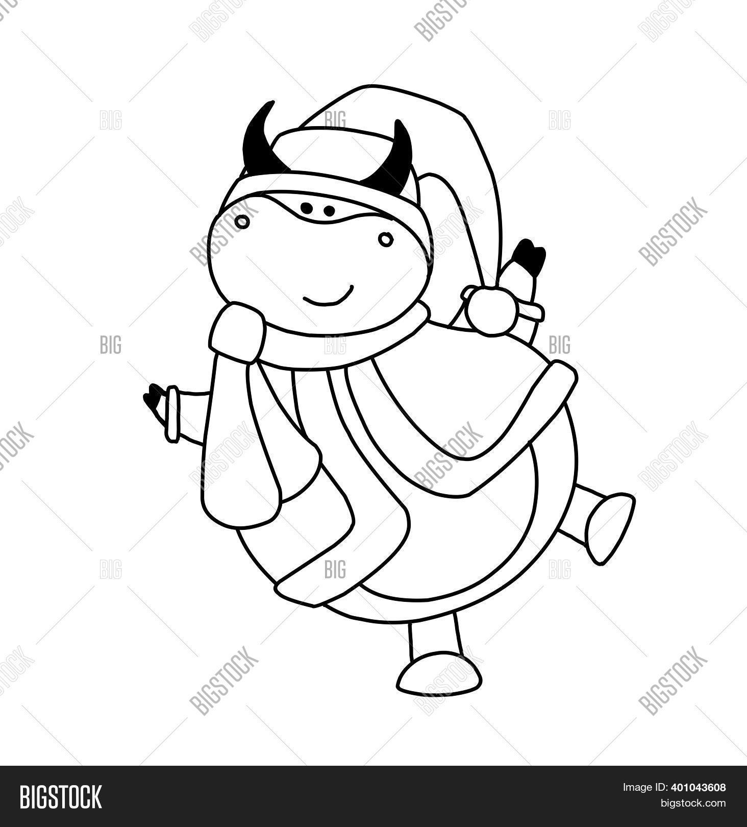 Year Bull. Ox Coloring Image & Photo (Free Trial) | Bigstock