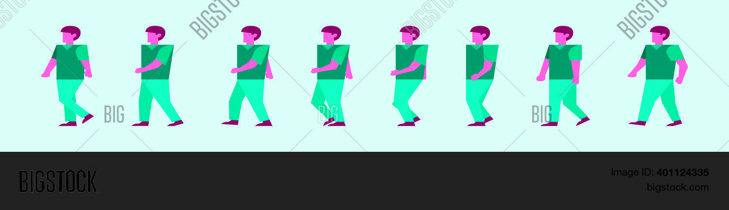 Set Man Walk Cycle Vector & Photo (Free Trial) | Bigstock