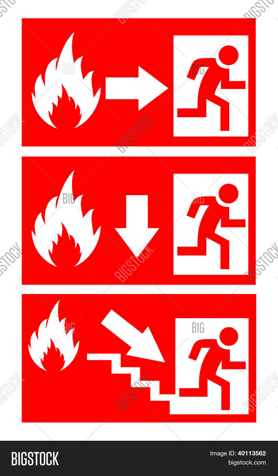 Fire Danger Signs Set Vector & Photo (Free Trial) | Bigstock