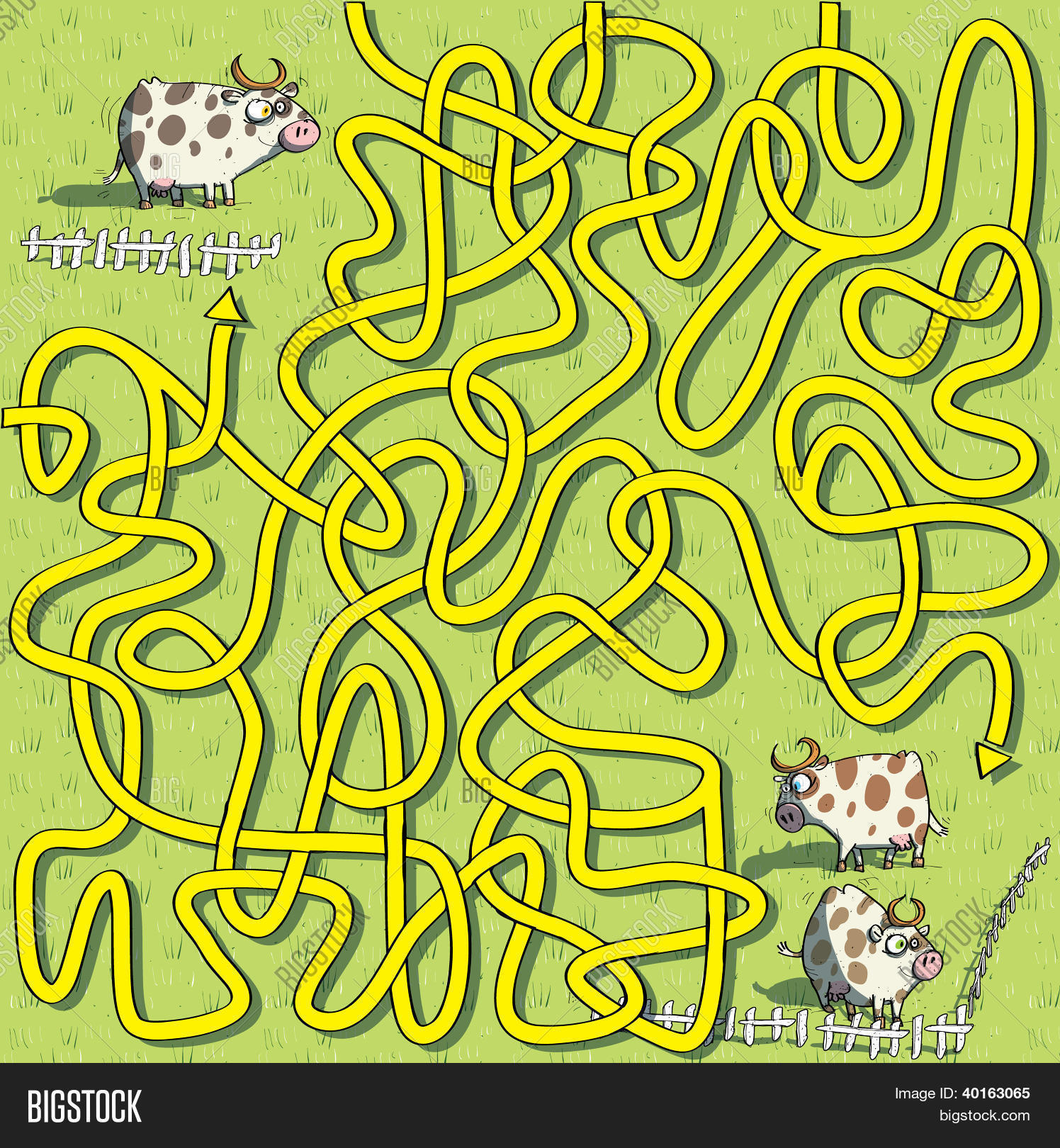 Funny Cows Maze Game Vector & Photo (Free Trial) | Bigstock