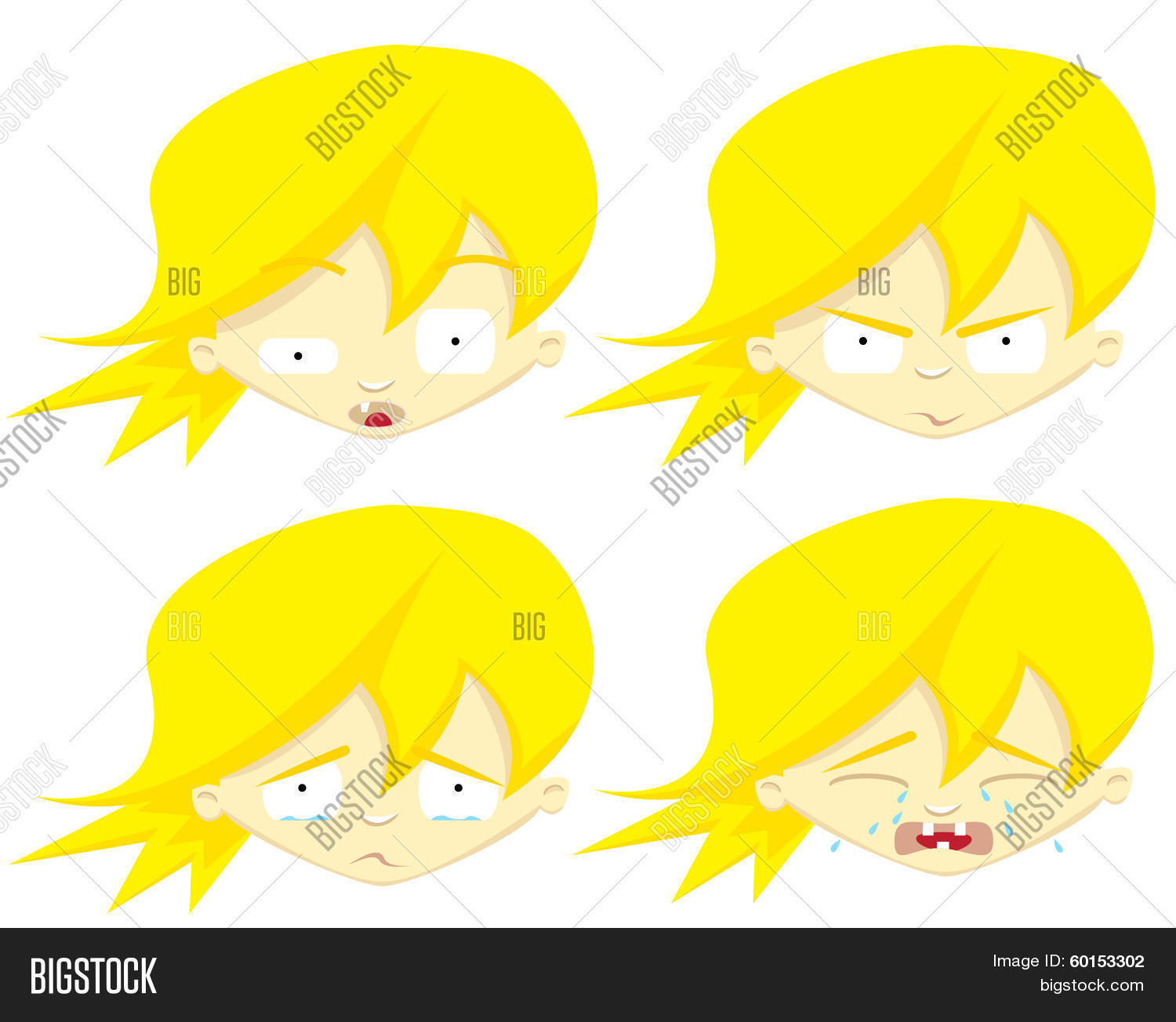 Girl Emotion Set Vector & Photo (Free Trial) | Bigstock